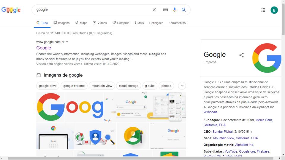 Pesquise sobre o Google no Google e surpreenda-se
